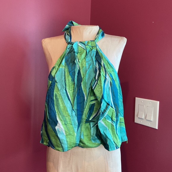 H&M | Tops | Hm Tropical Turquoise Draped Halter Top Xl | Poshmark